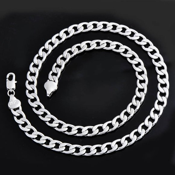 Accessories | Mens Silver 316l Stainless Steel Cuban Curb Chain ...